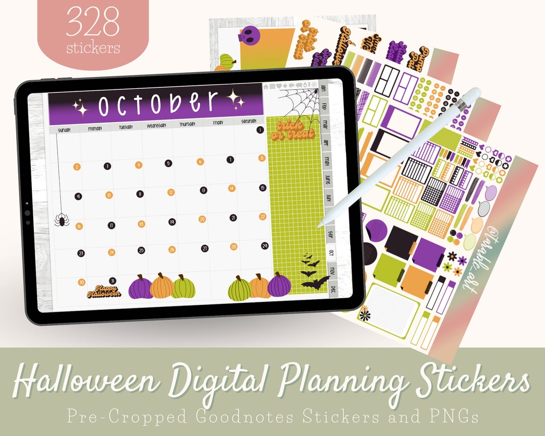 Halloween Digital Planner Stickers: Spooky PNG Set (328 Stickers) - Etsy