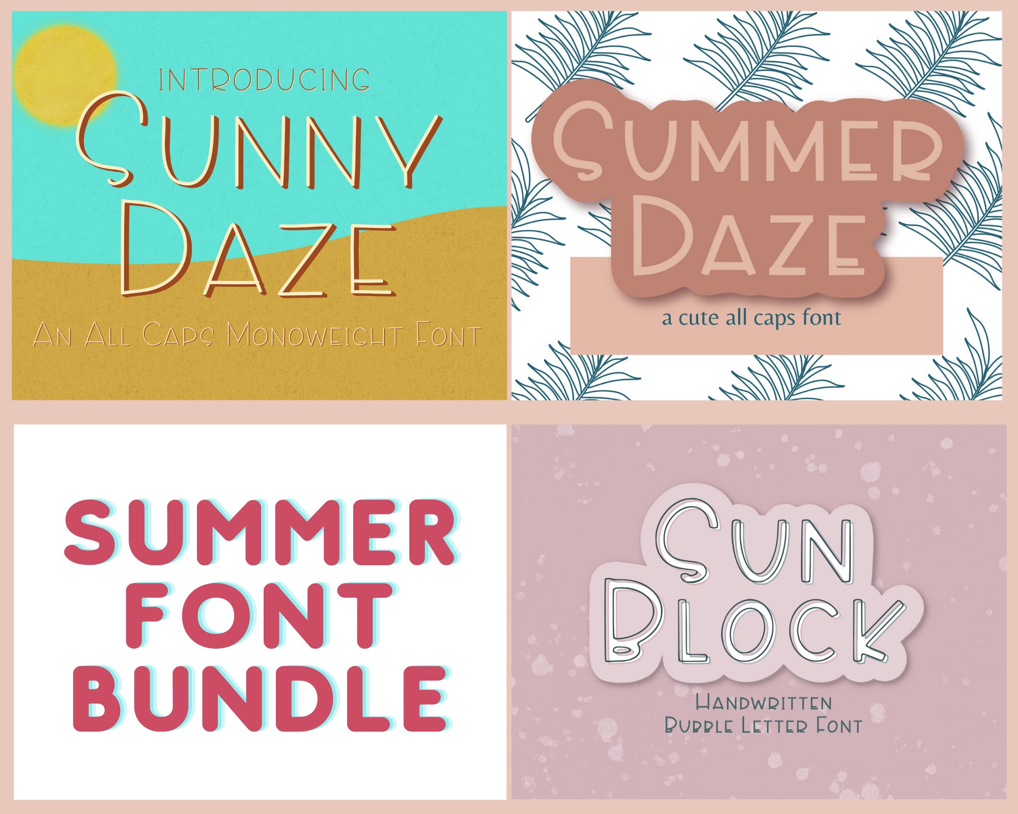 SUMMER FONT BUNDLE Handwritten Fonts Creative Font Instant - Etsy