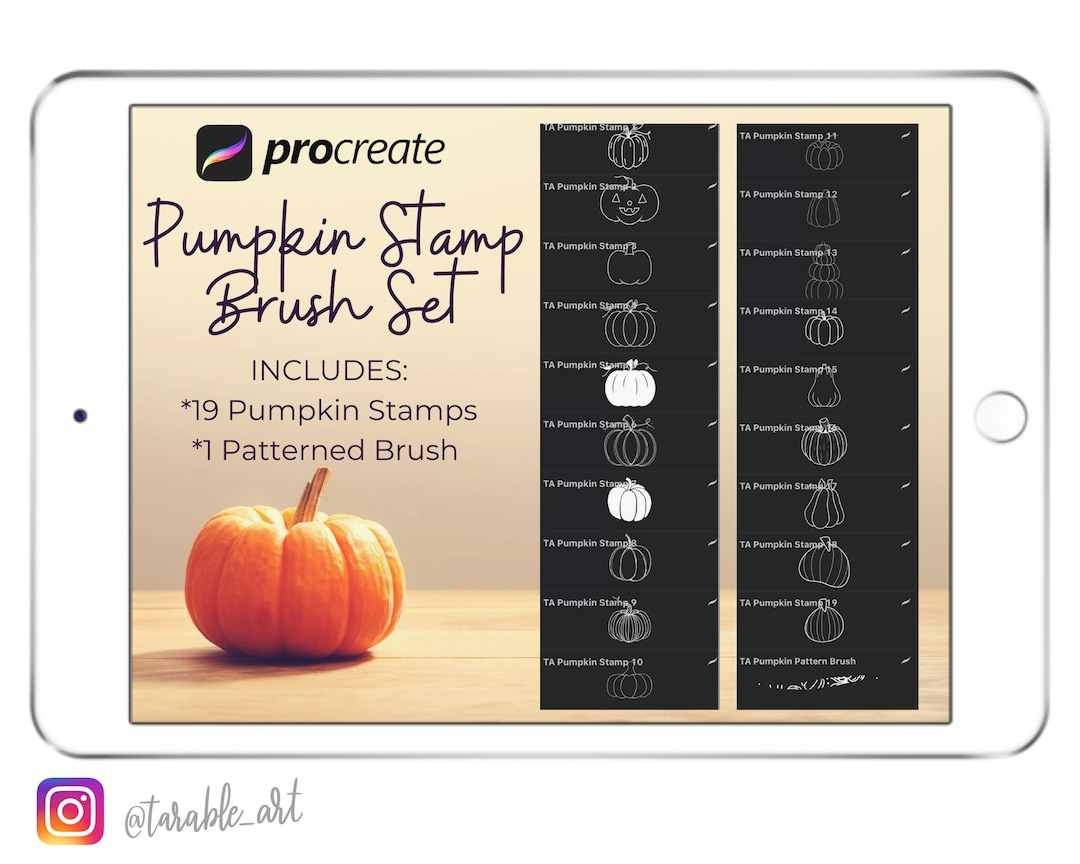 Pumpkin Stamp Brush Set for Procreate: Halloween Fall Designs (digital ...