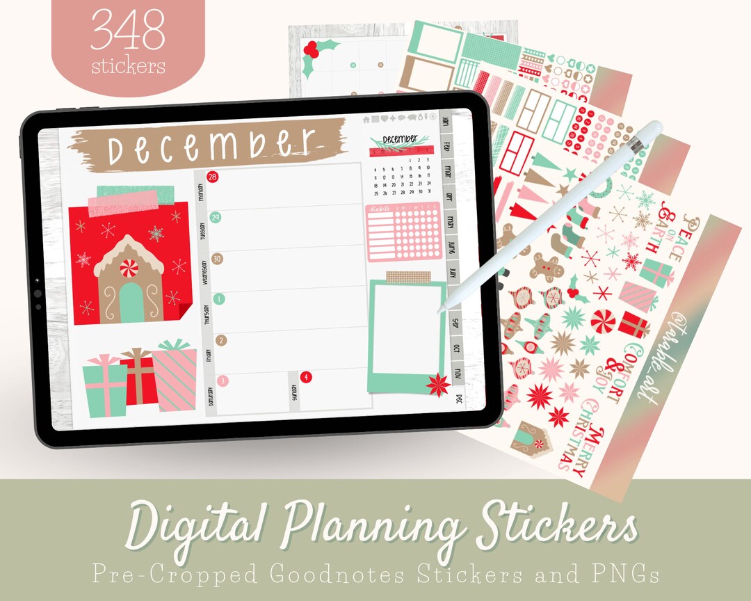 348 Digital Sticker Set for Christmas Pre-cropped Digital Planner ...