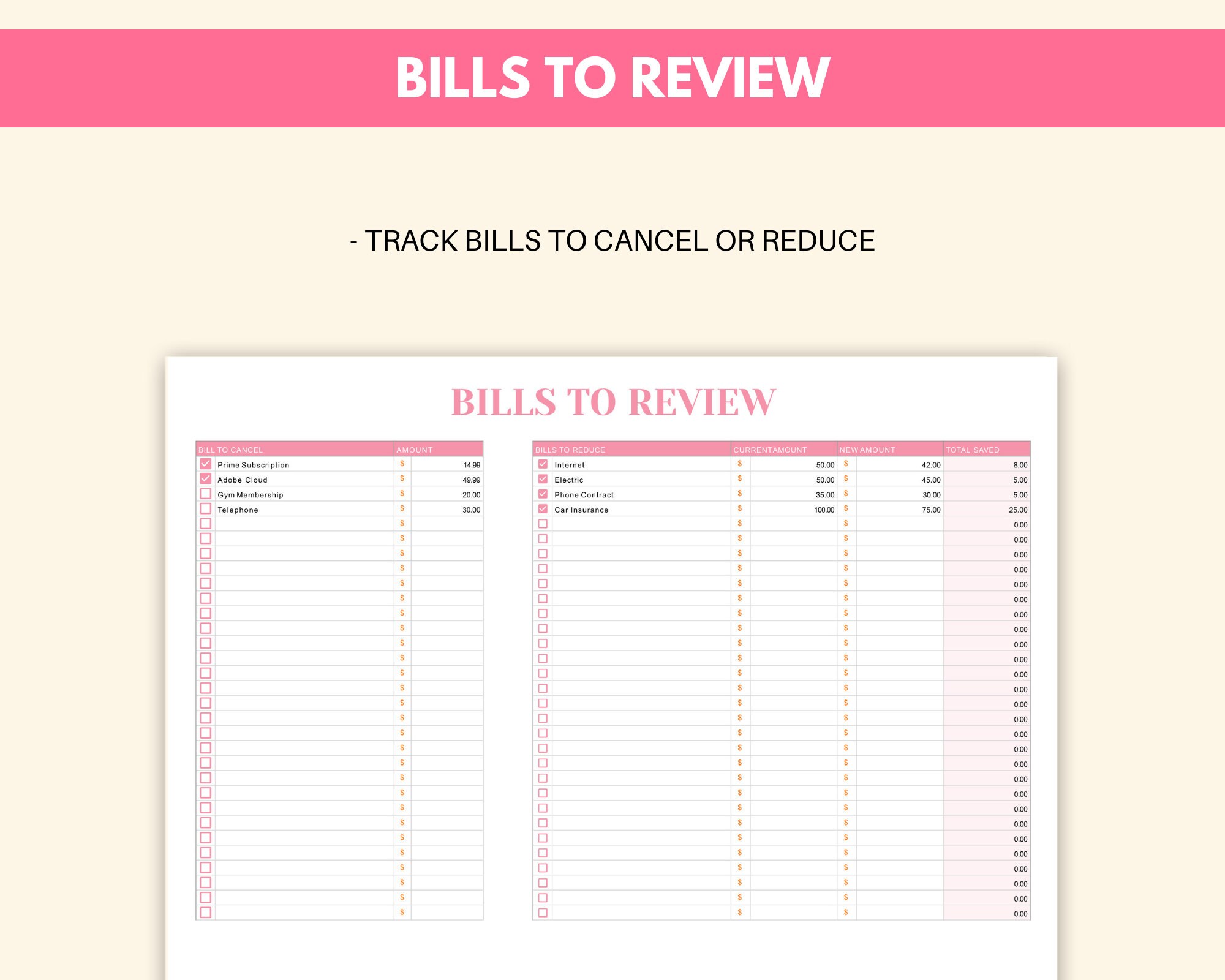 Annual Bills Tracker Spreadsheet Monthly Custom Google Sheet | Etsy