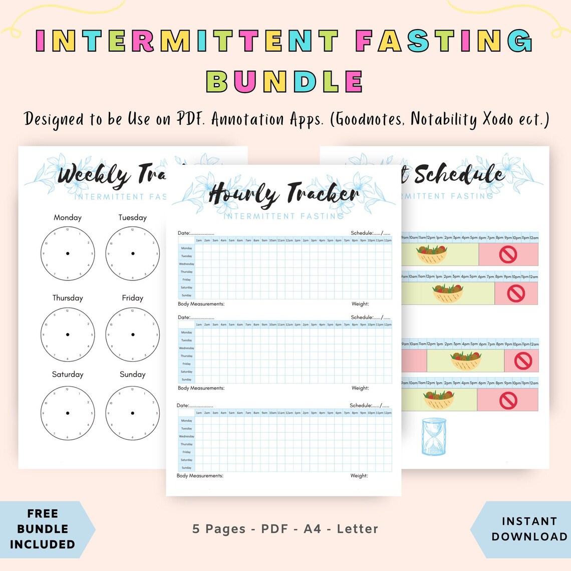Printable Fasting Tracker Intermittent Fasting Planner | Etsy