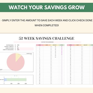 52 Weeks Savings Tracker, Google Sheets, Annual Finance Tracker, Weekly ...