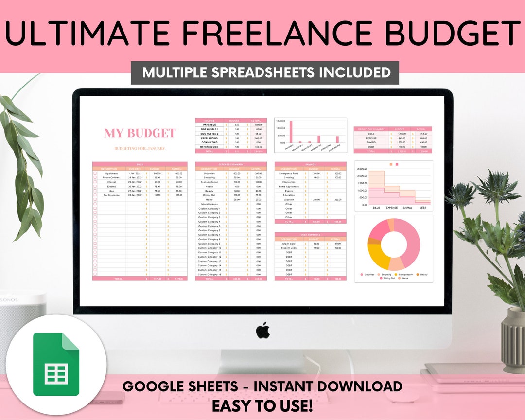 Ultimate Freelancing Based Budget Spreadsheet, Monthly Custom Google ...