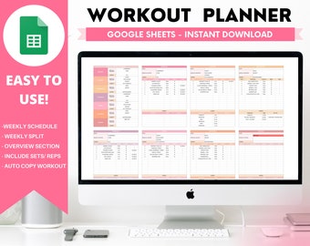Workout Planner Spreadsheet, Microsoft Excel, Daily, Weekly, Fitness ...