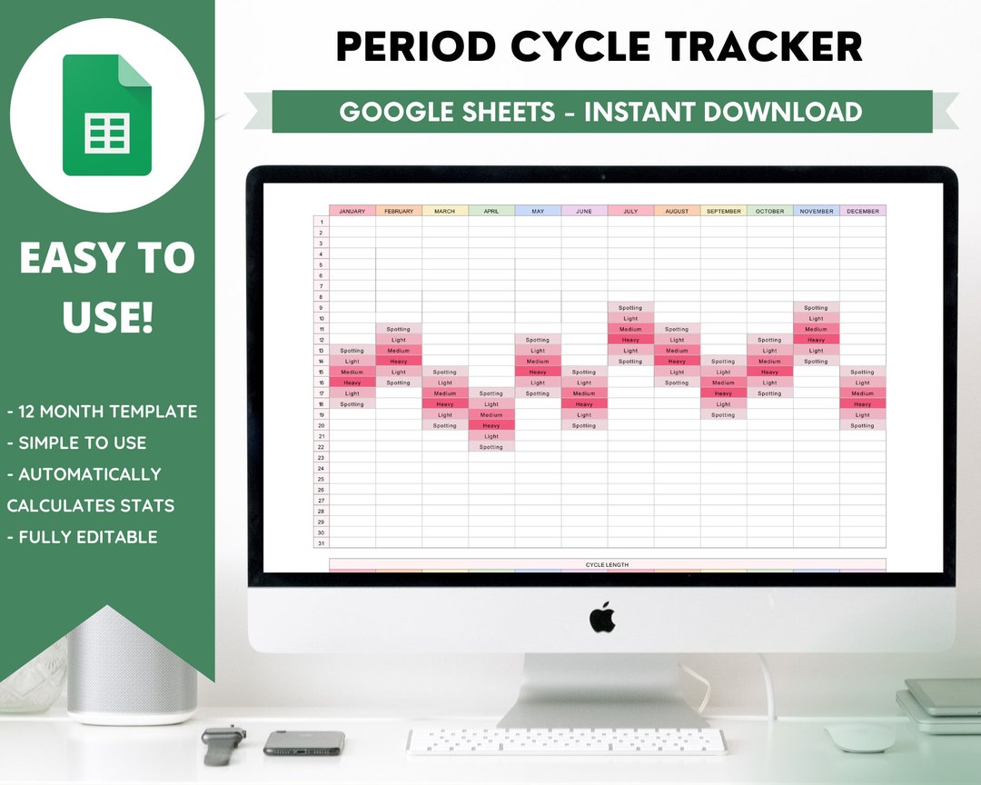 Period Cycle Tracker, Menstrual Cycle, Symptoms Checklist, Digital ...