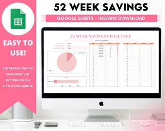 52 Weeks Savings Tracker Google Sheets Annual Finance - Etsy