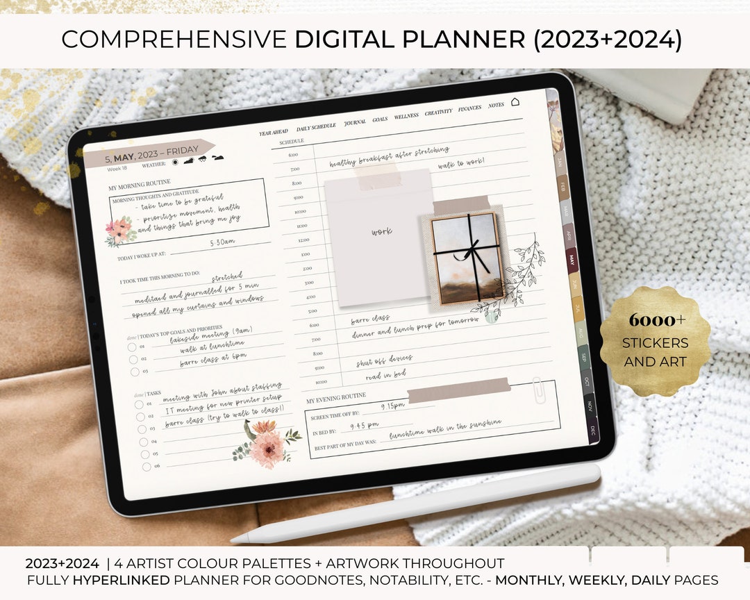 2024 Digital Planner, 2023 2024 Yearly iPad Planner, Weekly and Daily ...