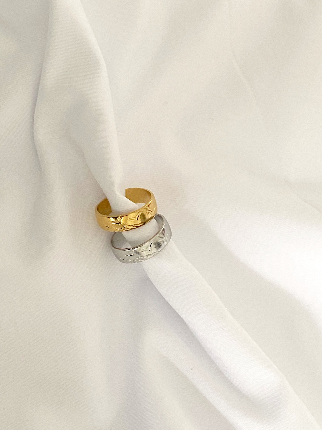 Seagull Engraved Gold and Silver Adjustable Rings - Etsy