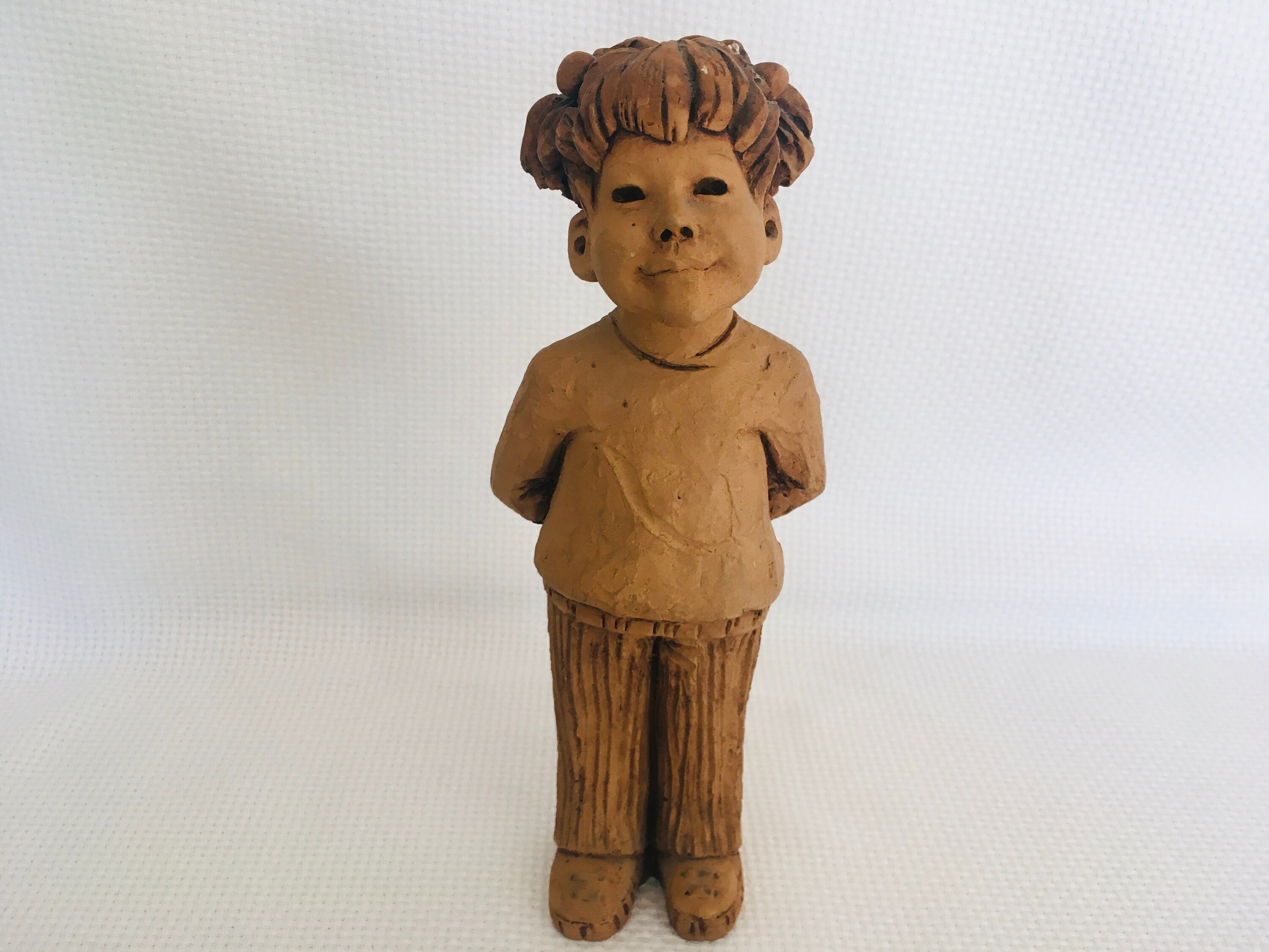 Vintage Lee Bortin Figurine Sculpture of Girl in Pigtails Holding ...