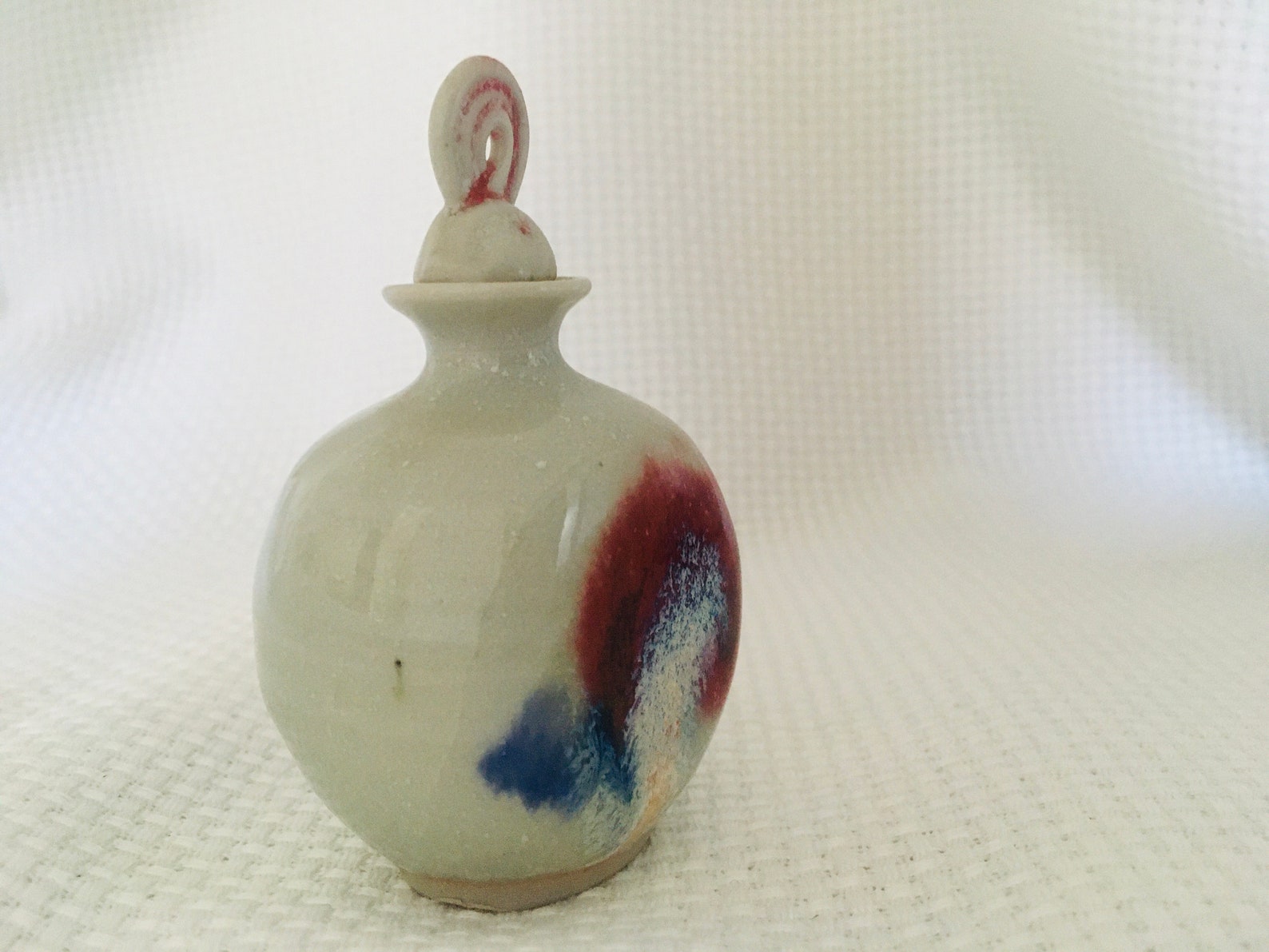 Vintage Small Clay Jar & Cork Stopper Lid, Earthy Ceramic Perfume ...