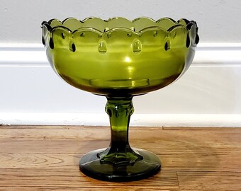 Green Glass Compote - Etsy