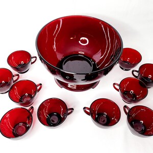 Anchor Hocking Royal Ruby Red Glass Punch Bowl Set - Etsy