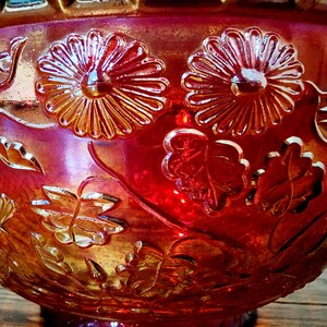 Rare Imperial Black Eyed Susan Lace Edged Red Carnival Glass Bowl - Etsy