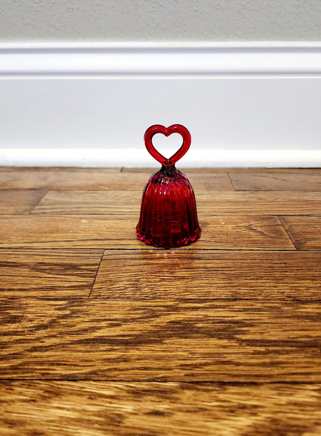 Fenton Mini Ruby Red Heart Handled Bell - Etsy