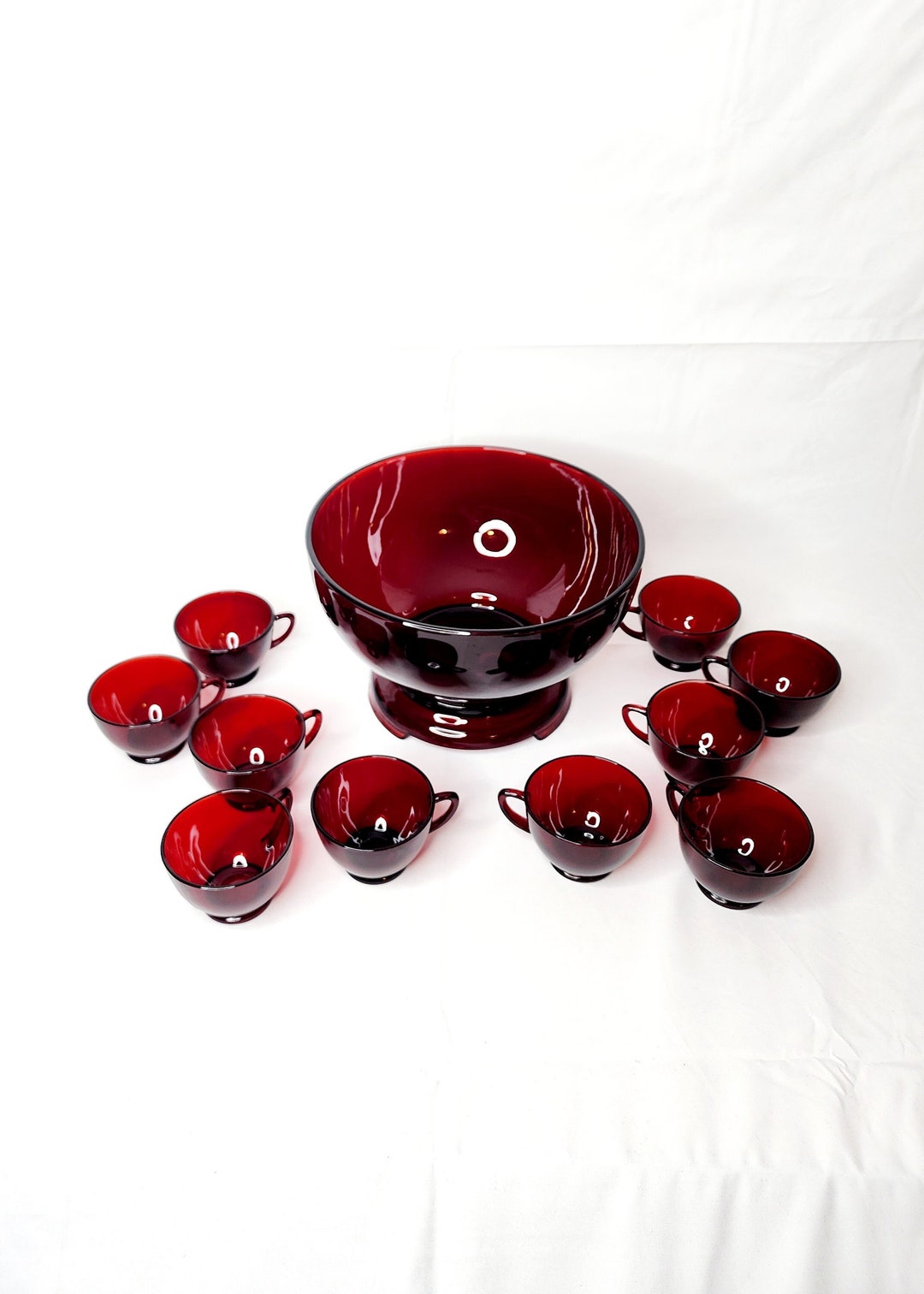 Anchor Hocking Royal Ruby Red Glass Punch Bowl Set - Etsy
