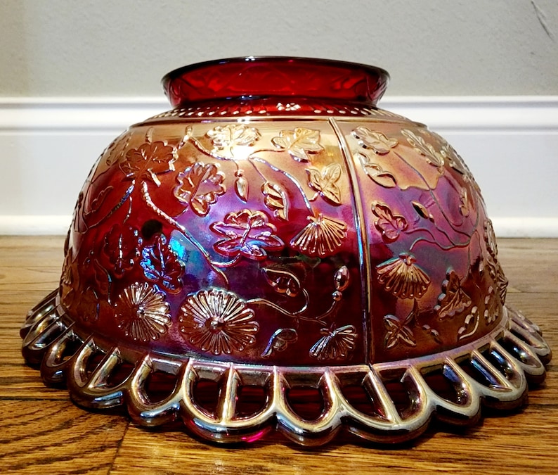 Rare Imperial Black Eyed Susan Lace Edged Red Carnival Glass - Etsy