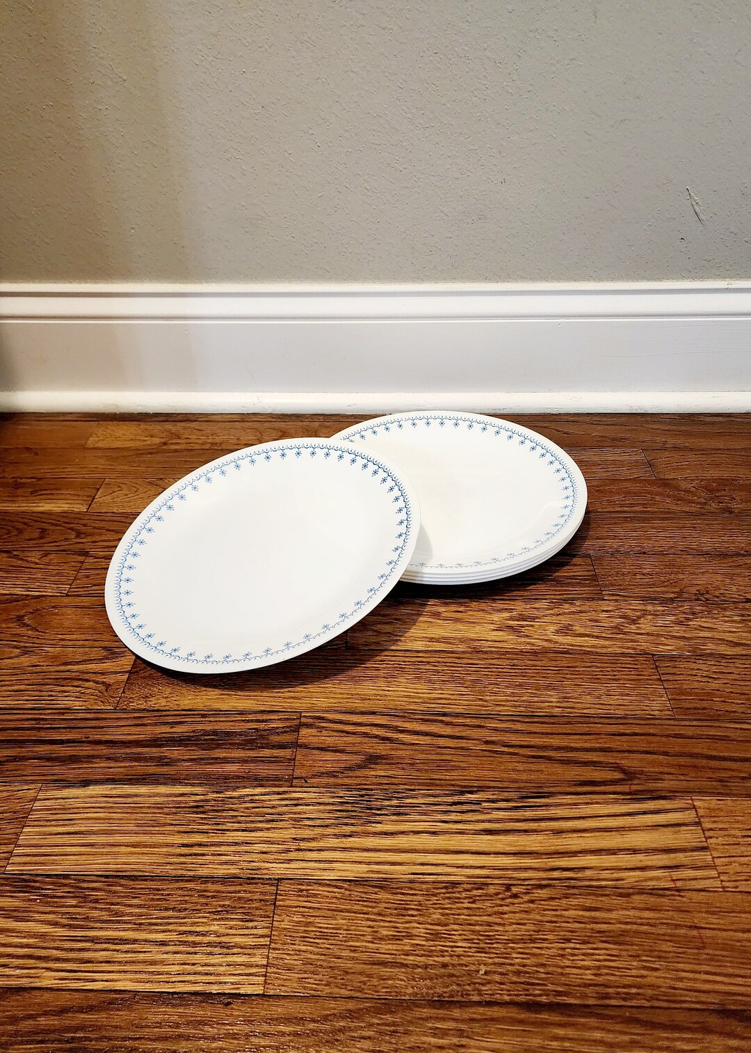 Corelle Blue Snowflake Garland Set of 5 Dinner Plates imperfect - Etsy