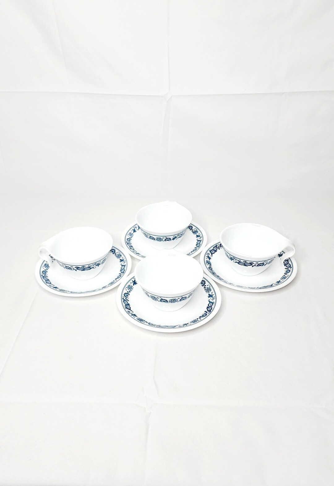 Corelle Old Town Blue Corning Set of 4 Cups and Saucers - Etsy