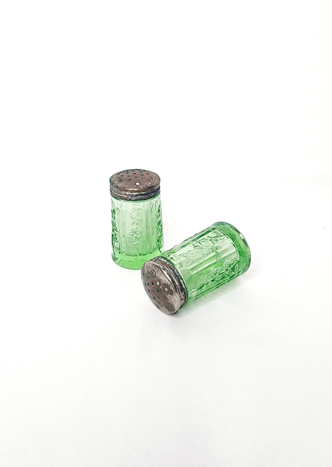 Rare Sharon Green by Federal Glass Uranium Salt and Pepper Shaker Set ...