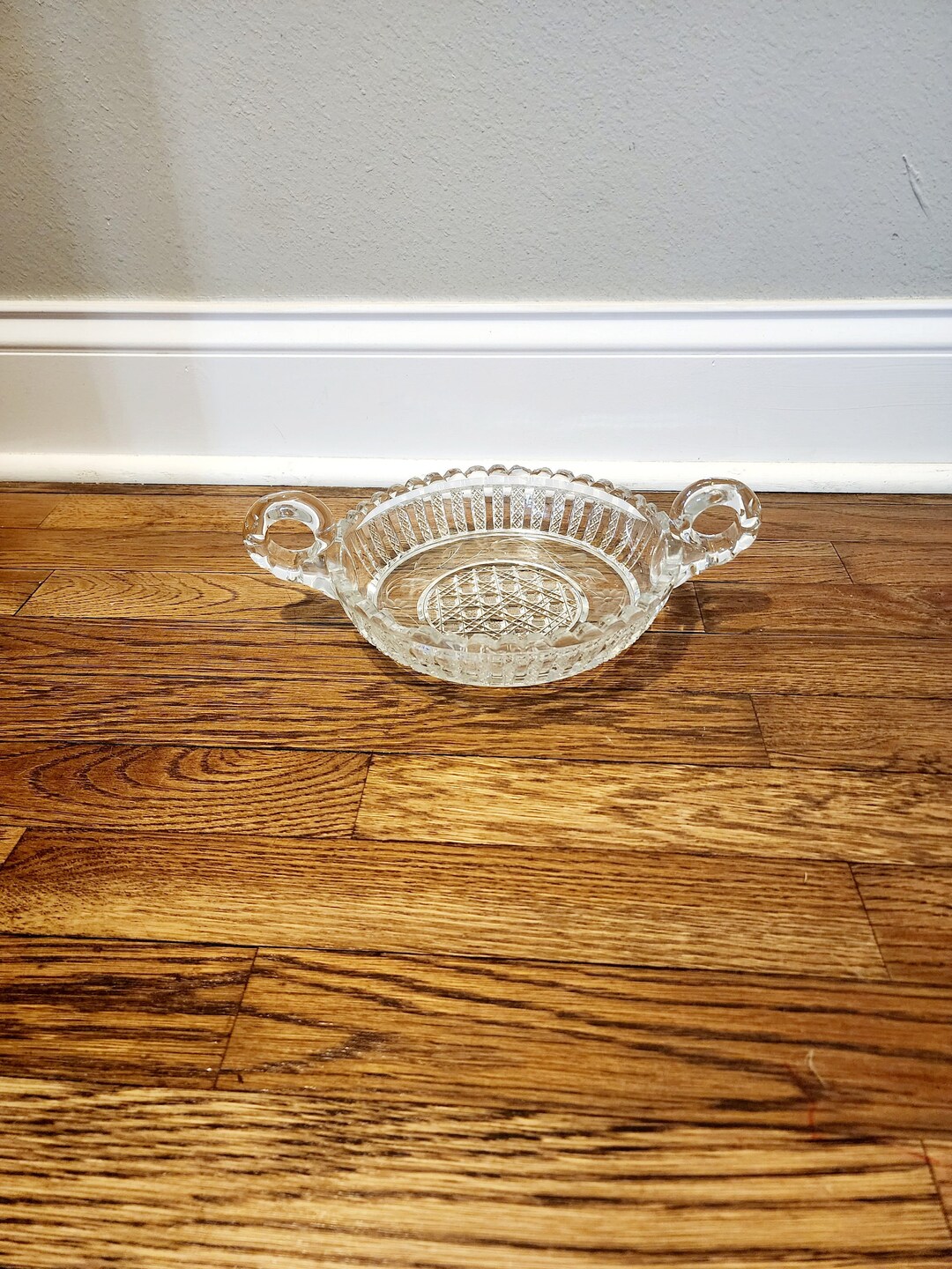 Unique Heavy Cut and Etched Glass / Crystal Intricate Double Handled ...