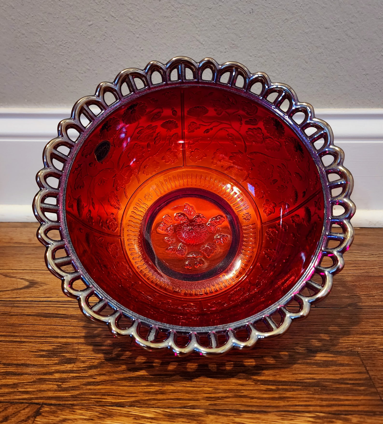 Rare Imperial Black Eyed Susan Lace Edged Red Carnival Glass - Etsy