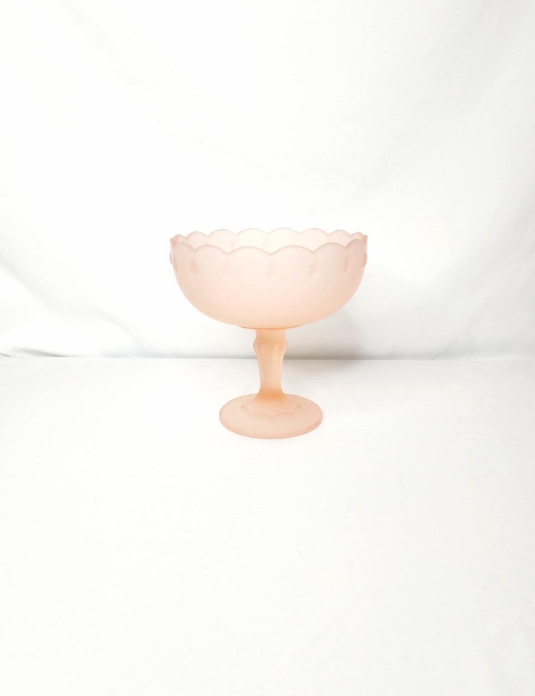 Pink Frosted Tear Drop Glass Compote Candy Dish (imperfect) - Etsy