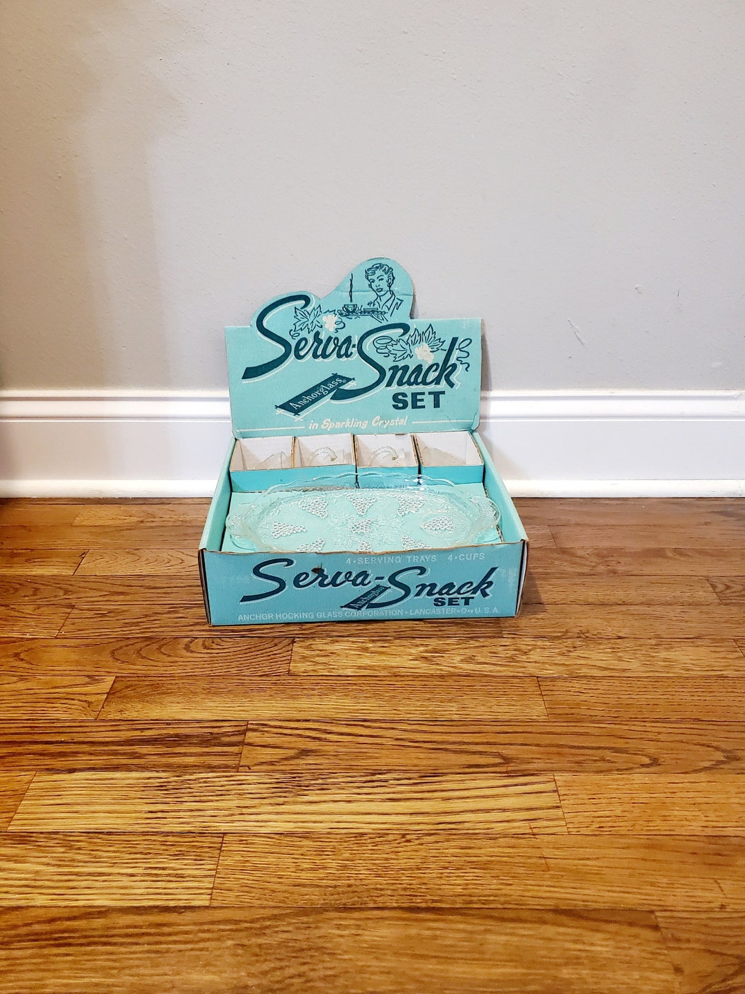 Anchor Hocking Serva Snack Crystal Grape Plate and Cup Set - Etsy