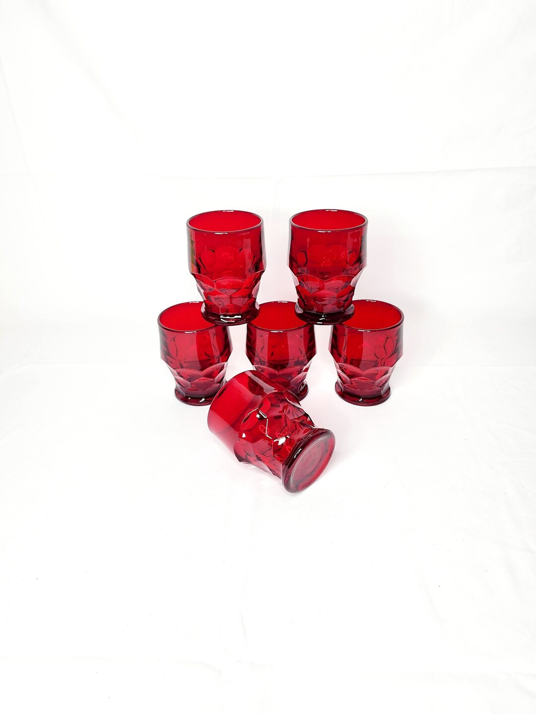 Viking Glass Beautiful Ruby Red Georgian 9 Ounce Flat Tumbler Set of 6 ...