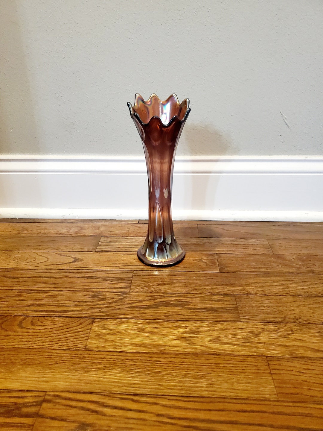 Antique Fenton Amethyst Smooth Bottom (older) Long Thumbprint Carnival ...