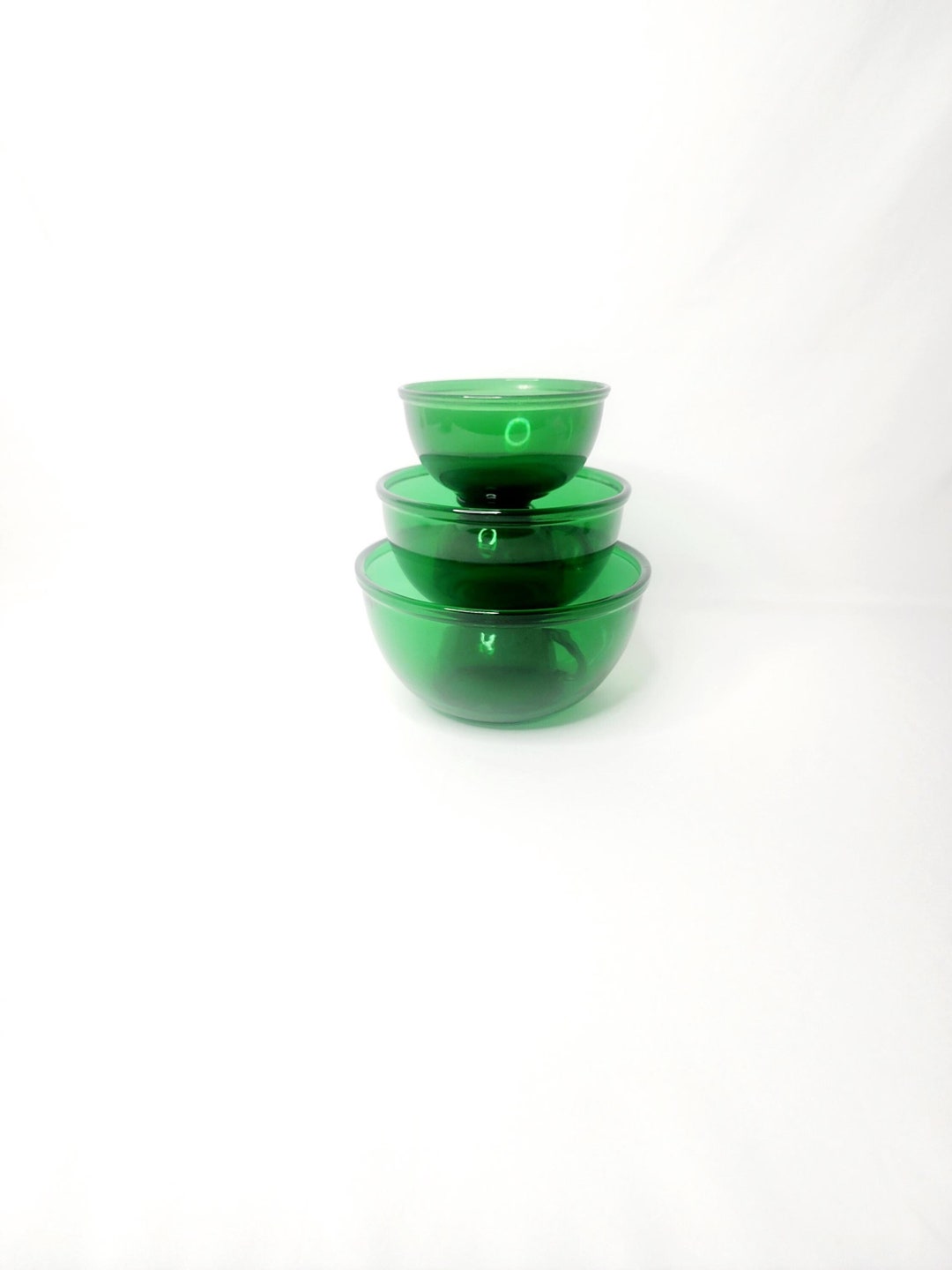 Forest Green Set of 3 Glass Mixing Bowls Imperfect - Etsy
