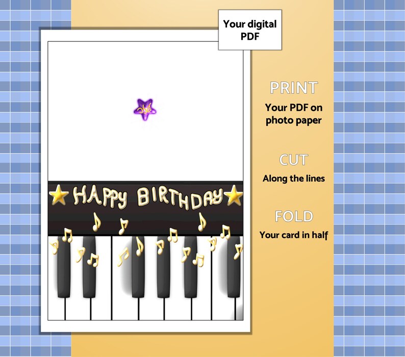 Printable Piano Music Birthday Card Digital Download - Etsy UK
