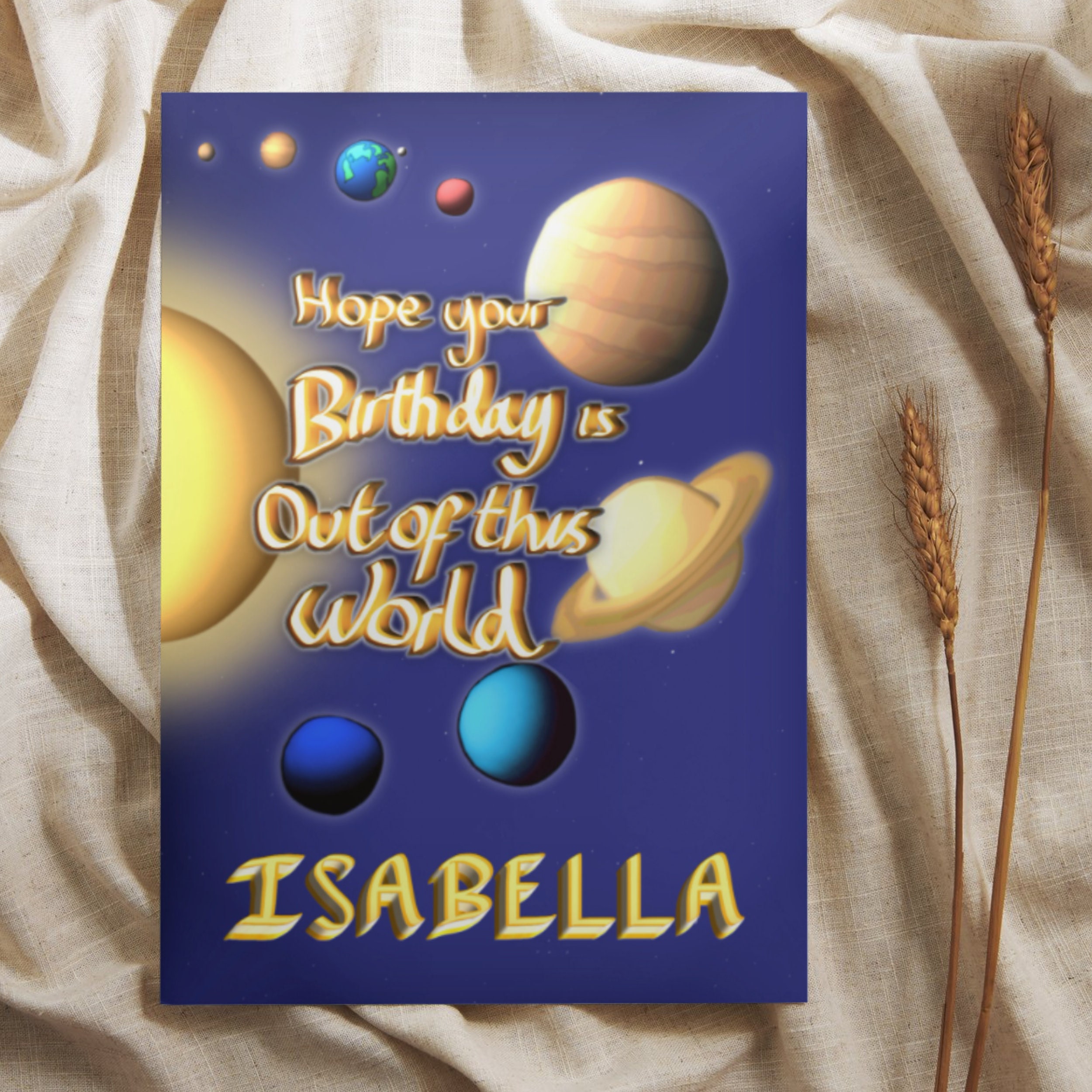 Out of This World Space Planets Personalised Birthday Card - Etsy UK