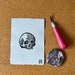 Skull Linocut Print - Handmade Block Print on Handmade Recycled Paper ...
