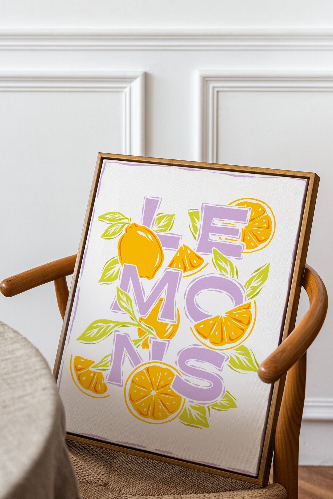 Lemon Citrus Typography Illustrated Poster, Wall Print, Digital ...