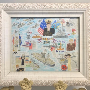 U.S. Navy Surface Warfare Officer (SWO) Watercolor Pen Giclee Art Print ...