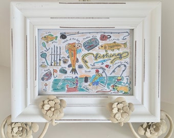 Yellow Fish Print Vintage Fishing Poster Wall Art Decor - Etsy