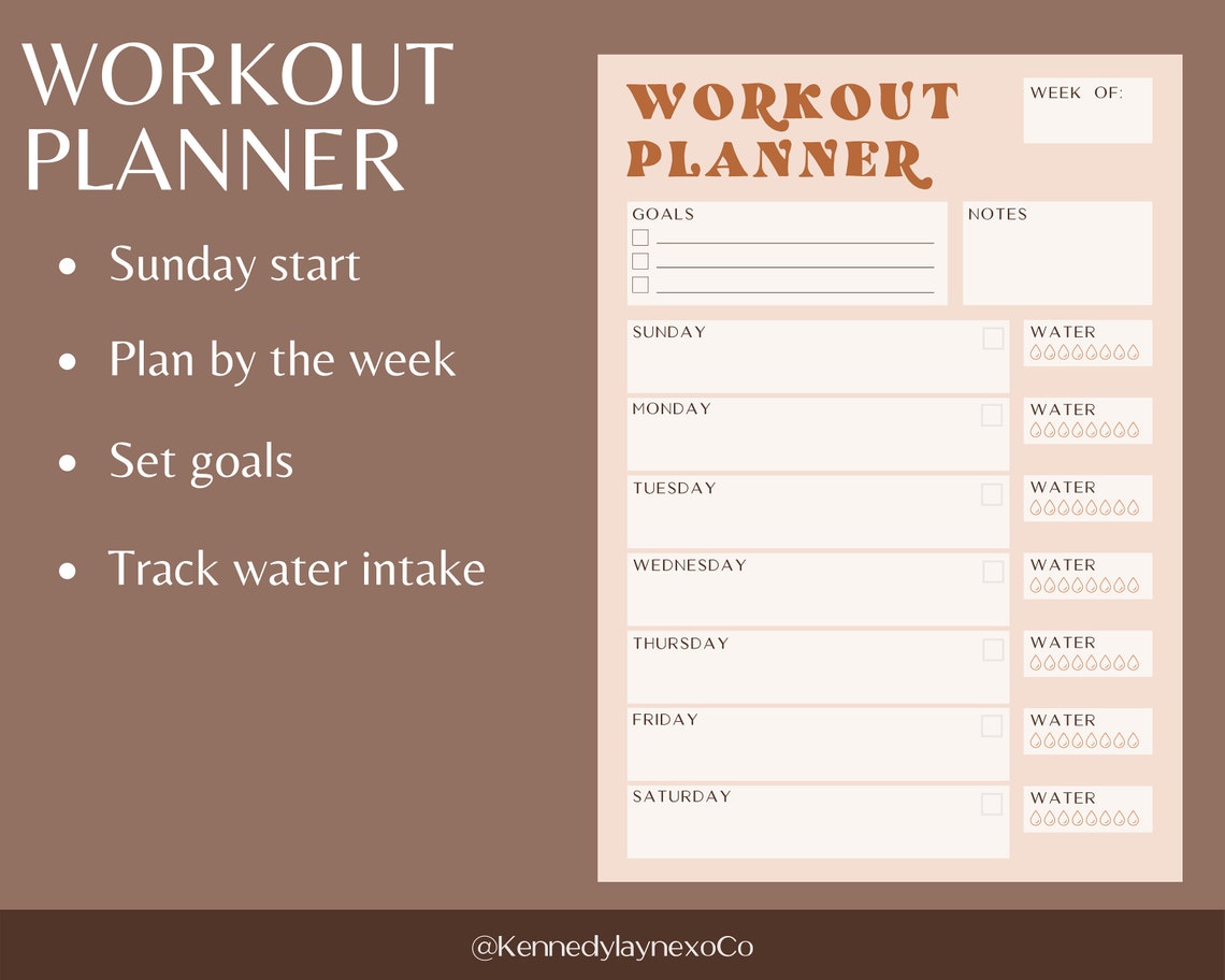 Weekly Workout Fitness Planner | Exercise Tracker Printable | Workout ...