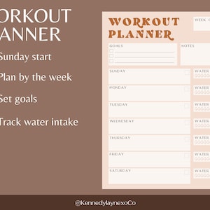 Weekly Workout Fitness Planner Exercise Tracker Printable Workout ...
