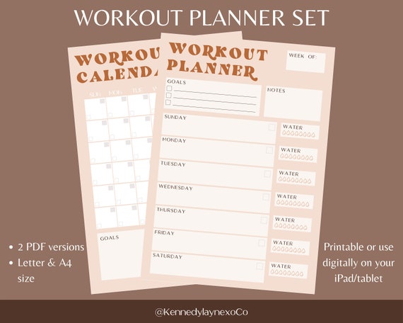 Weekly Workout Fitness Planner Exercise Tracker Printable | Etsy