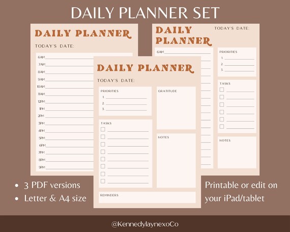 Daily Planner Set Daily Calendar Daily Planner Gratitude | Etsy