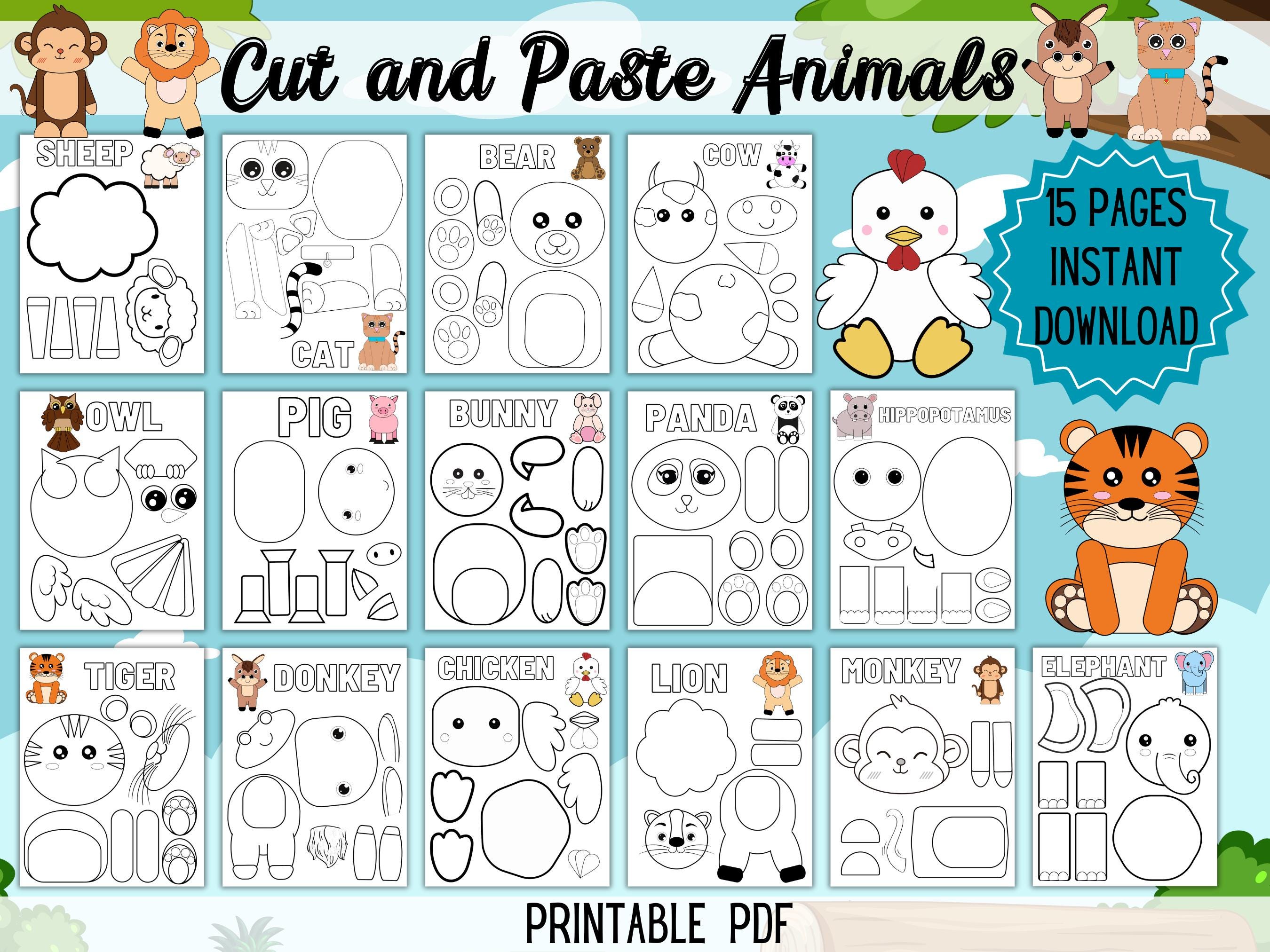 15 Fun Animal Cut and Paste Printables for Kids|diy Crafts and ...