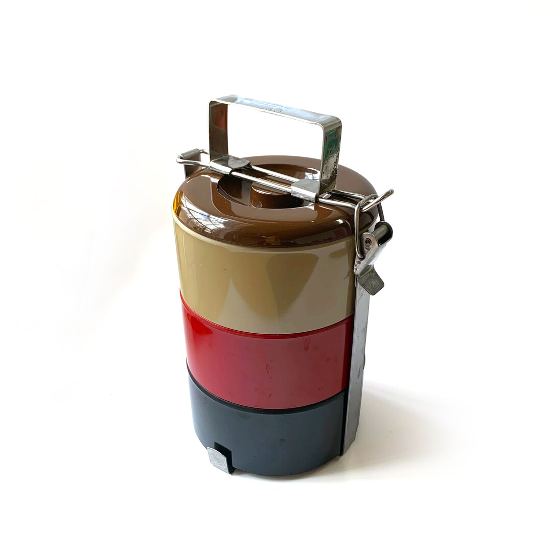 Vintage Bento Tiffin Lunch Box Set Stacking Handle Goldfish Brand ...