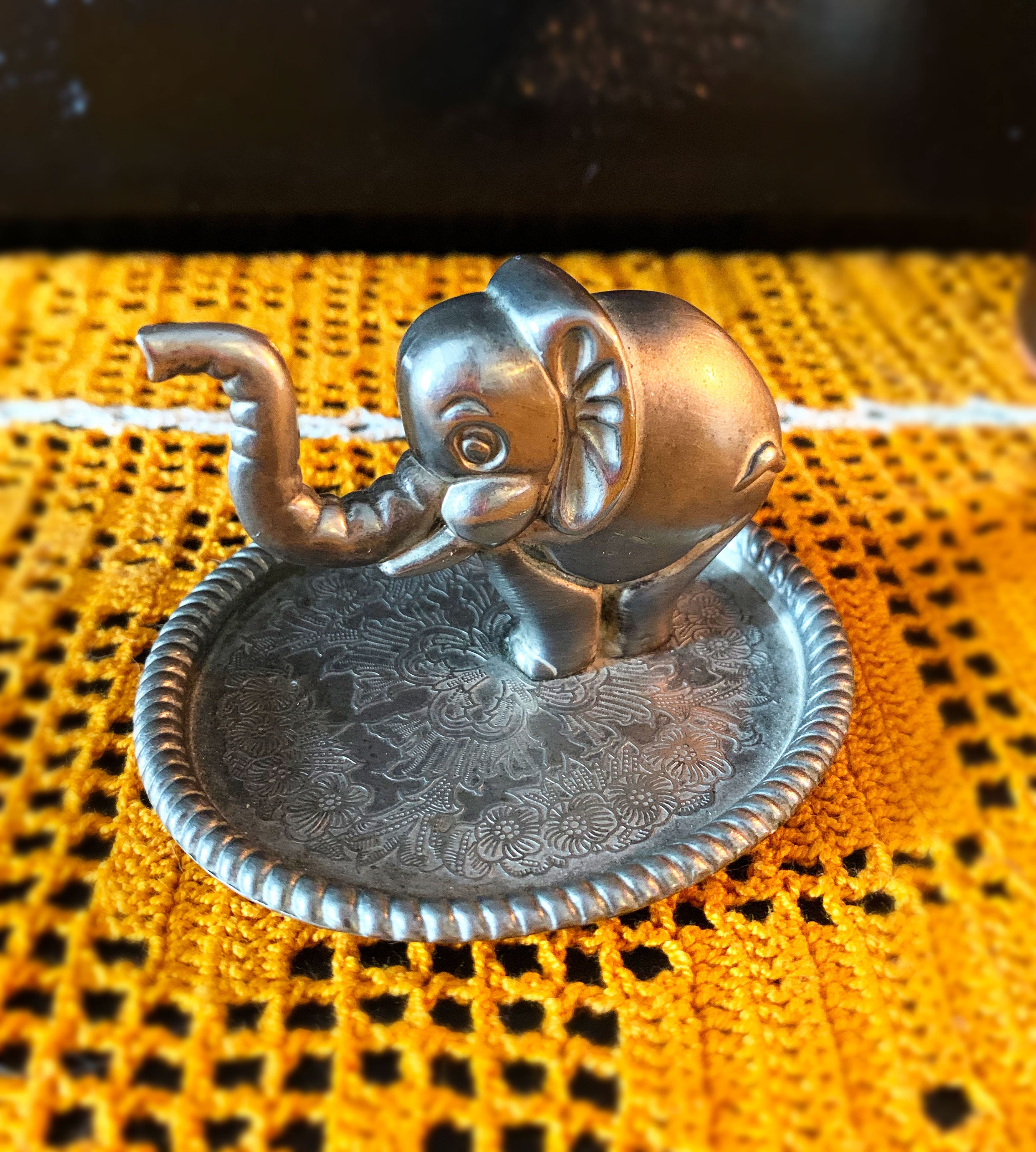 Silver Elephant Ring Dish Vintage Retro 70s 80s Silver Zinc | Etsy