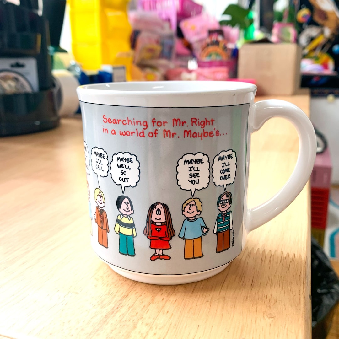 Vintage Cathy Comic Mug Mr. Maybe Retro 80s 90s Coffee Tea Cup Mug ...