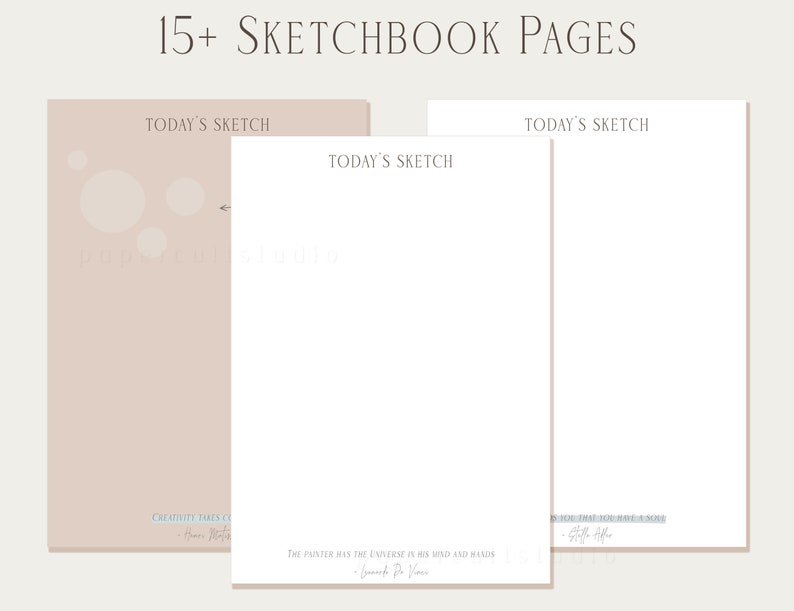 Artist Portfolio, Planner & Sketchbook Templates W/ Art Quotes 50 ...