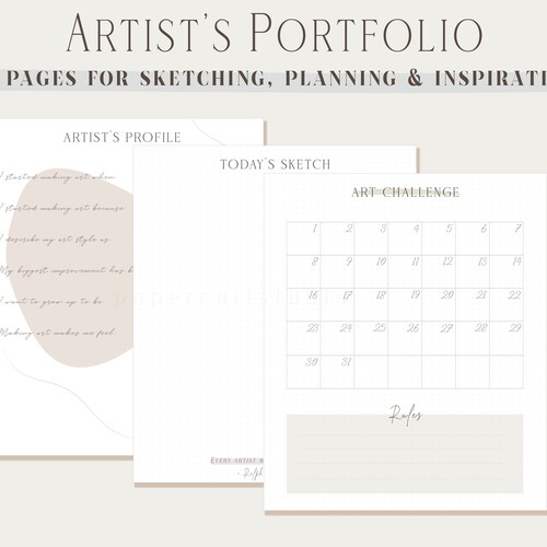 Artist Portfolio Planner & Sketchbook Templates W/ Art Quotes - Etsy