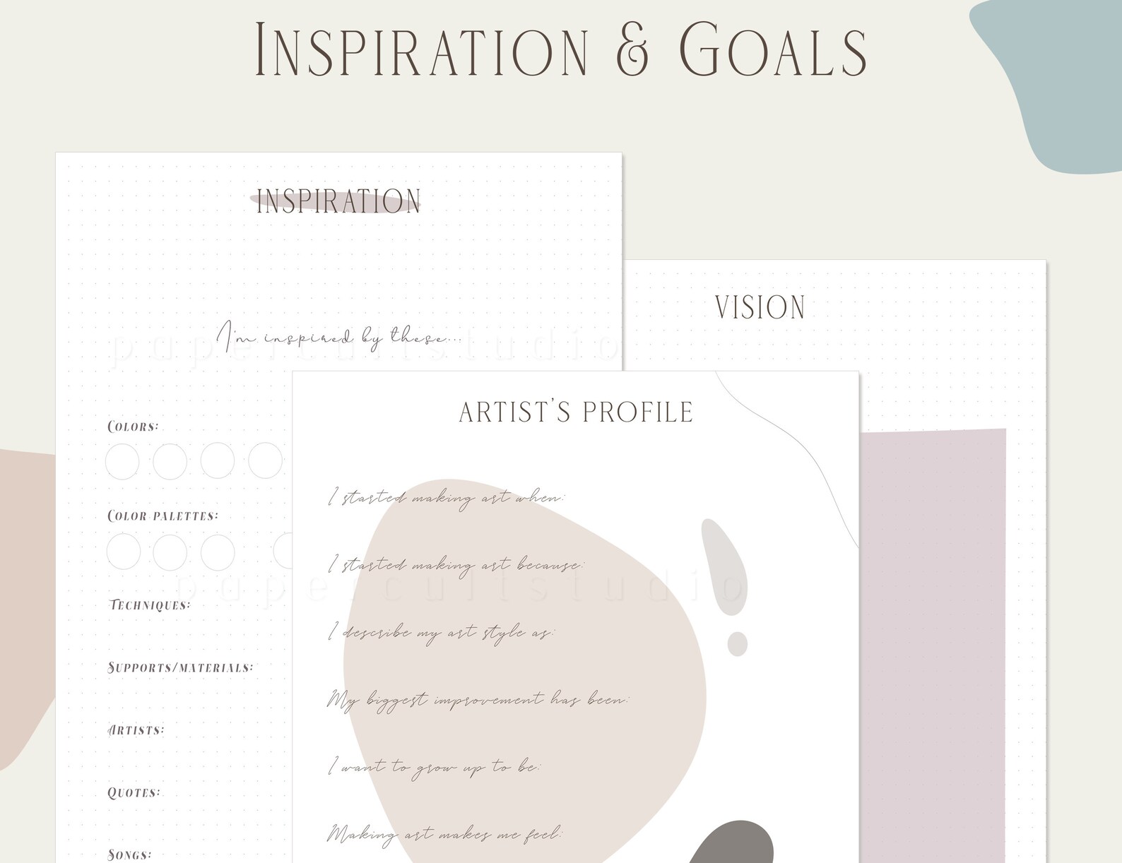Artist Portfolio, Planner & Sketchbook Templates W/ Art Quotes 50 ...