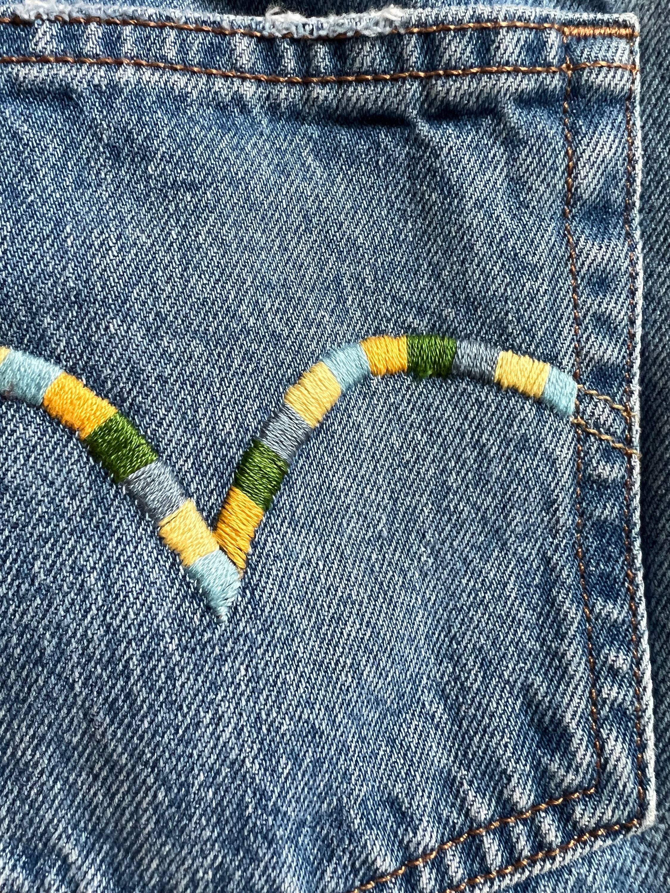Thrifted Levi's Hand Embroidered Denim Cut off Jean Shorts / Size:27 - Etsy