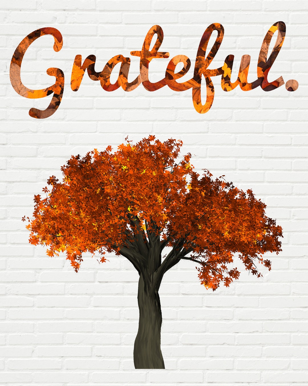 Grateful. Fall Tree PNG File - Etsy